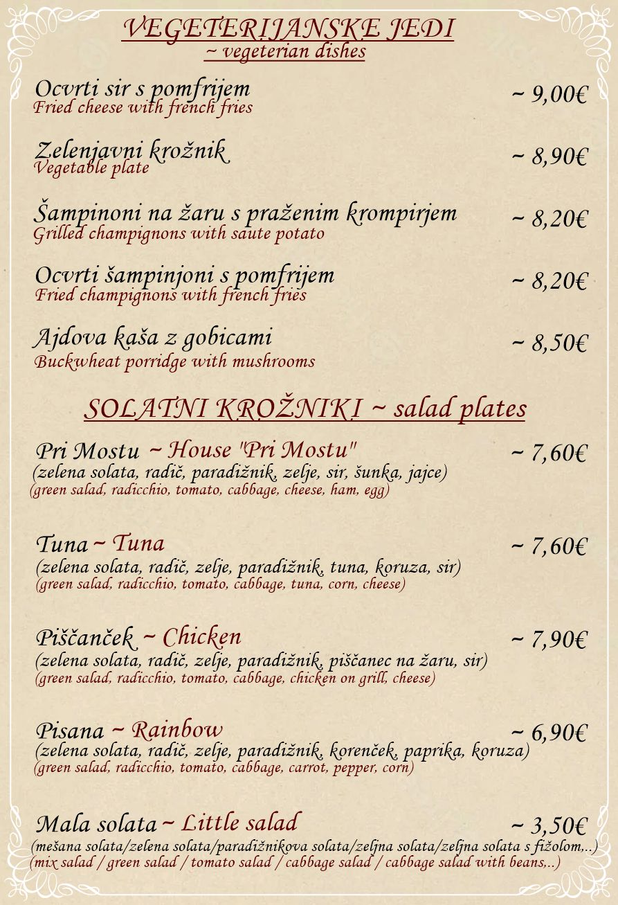 Jedilnik – Gostilnica pri mostu